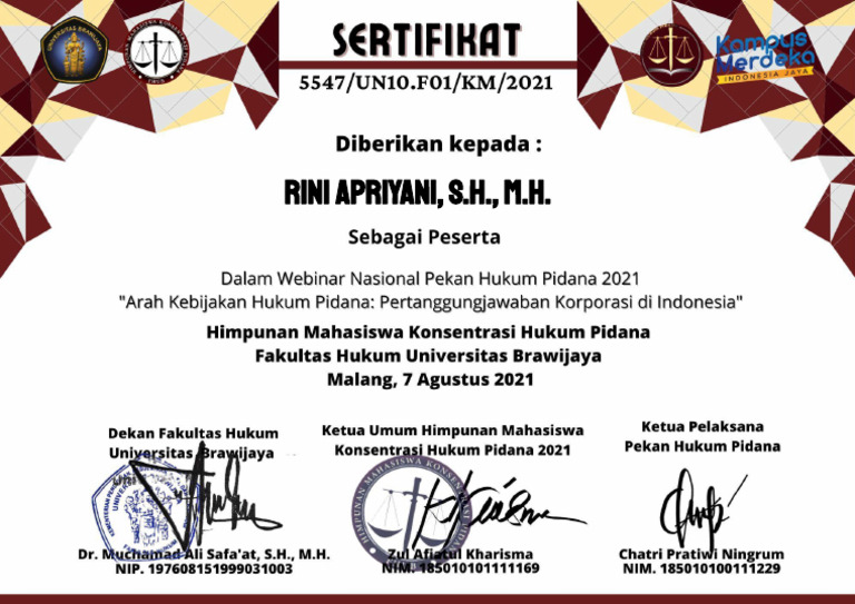 Rini Apriyani, S.H., M.H. | PDF