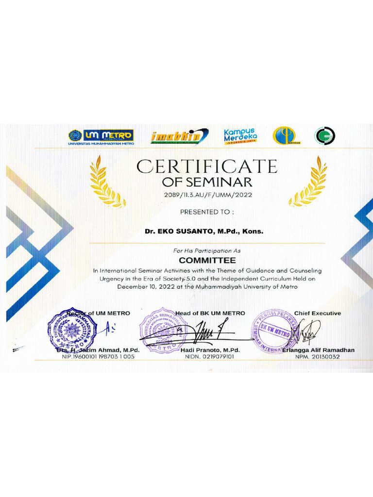 Sertifikat Internasional Eko Susanto | PDF