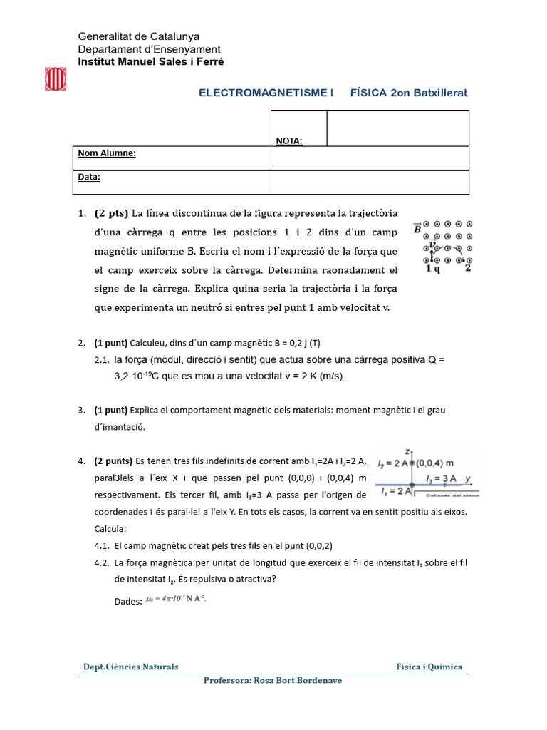 Examen Electromagnetisme I (Ud3) A | PDF