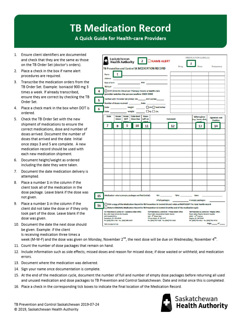 TB Medication Record | PDF