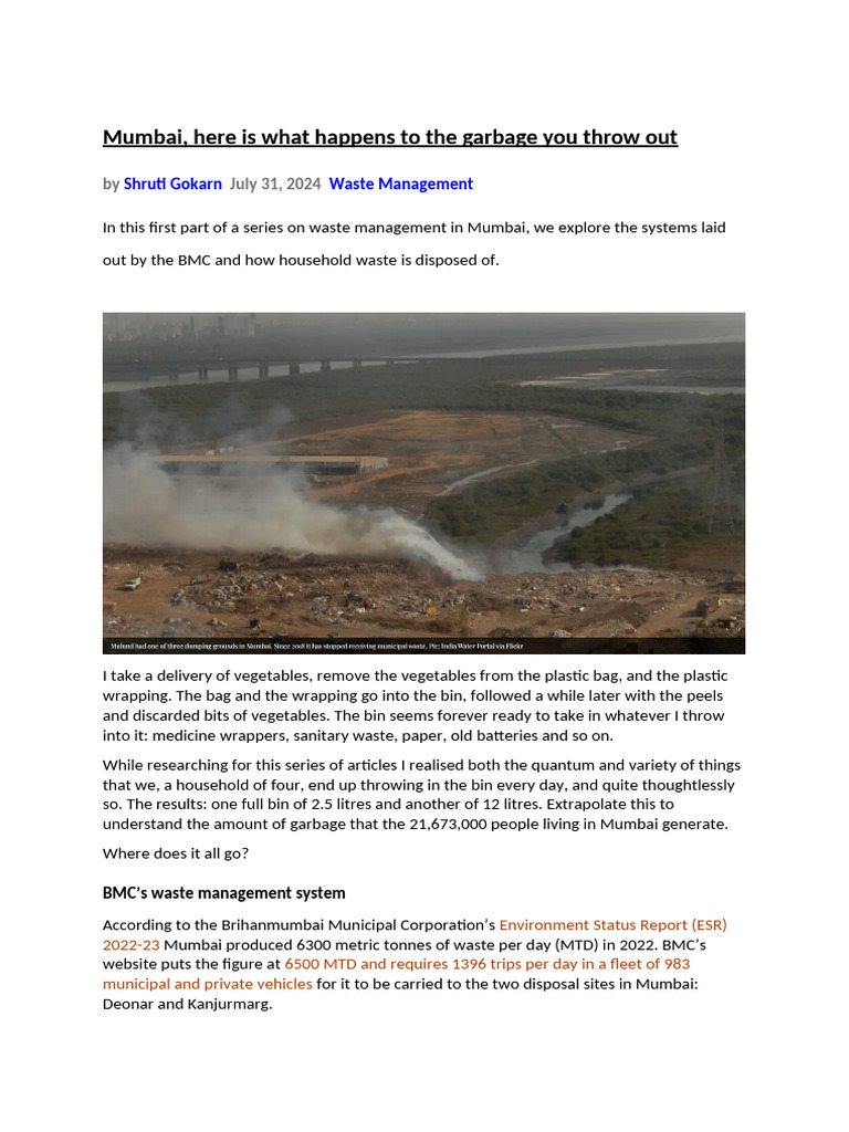 Mumbai Waste Management Article | PDF | Municipal Solid Waste | Waste