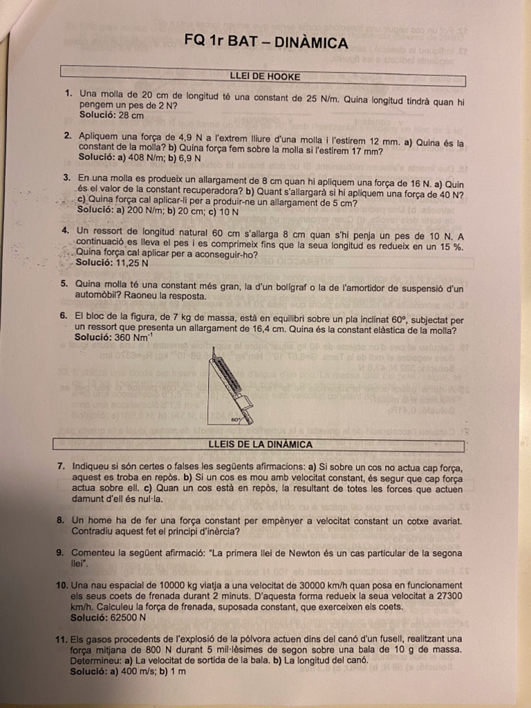 Dinàmica Física 1r Batx | PDF