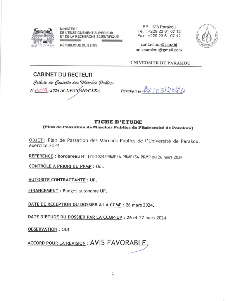 Bordereau Validation PPMP 2024 | PDF