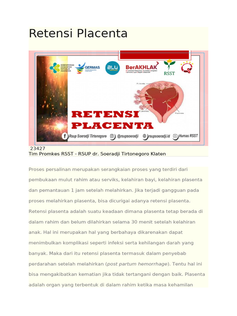Retensi Placenta | PDF