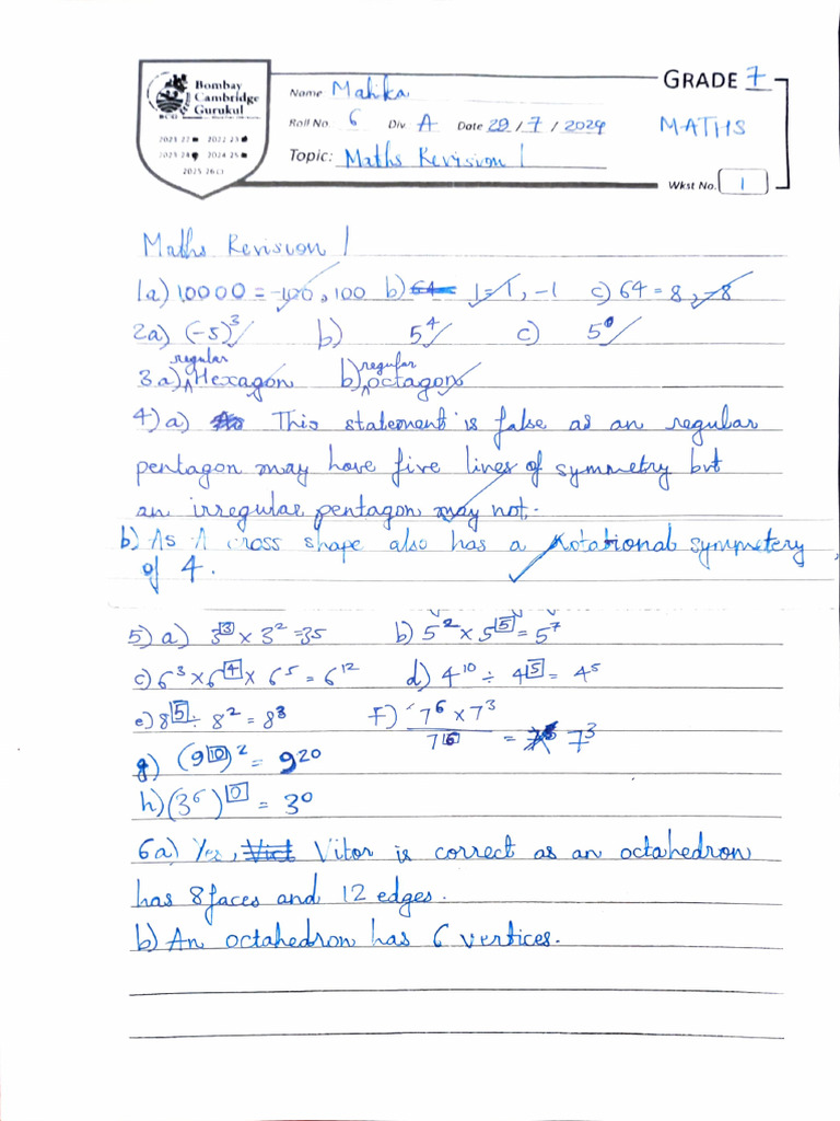 Maths Revision 1 Pdf