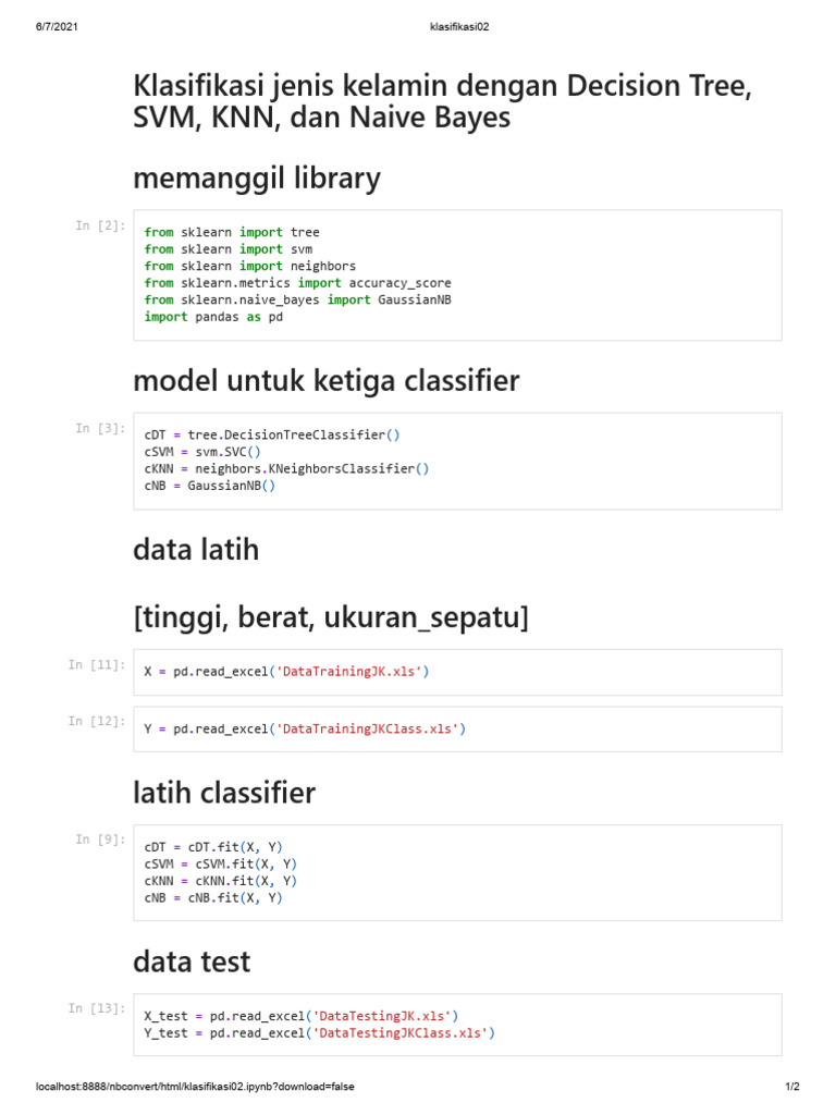 Klasifikasi Excel Dengan Python | PDF | Learning | Data Analysis