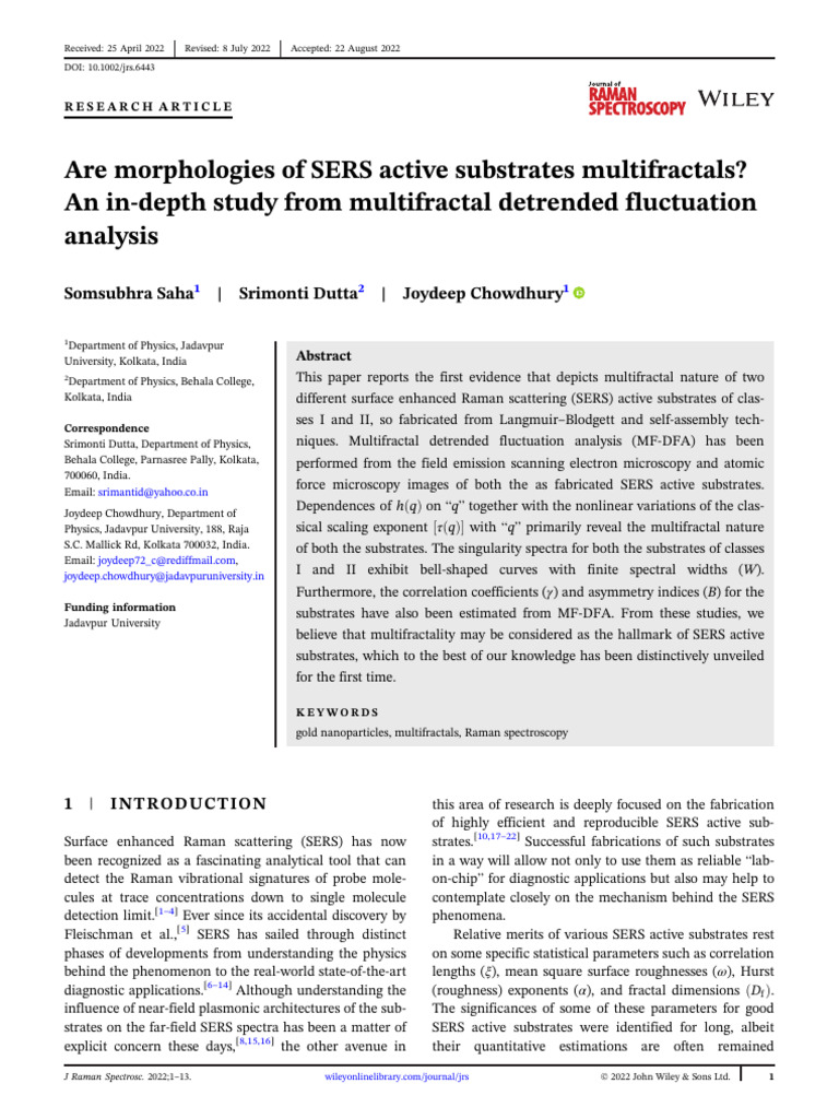 jrsmultifractal2022 (1) | PDF | Applied And Interdisciplinary Physics | Physical Chemistry