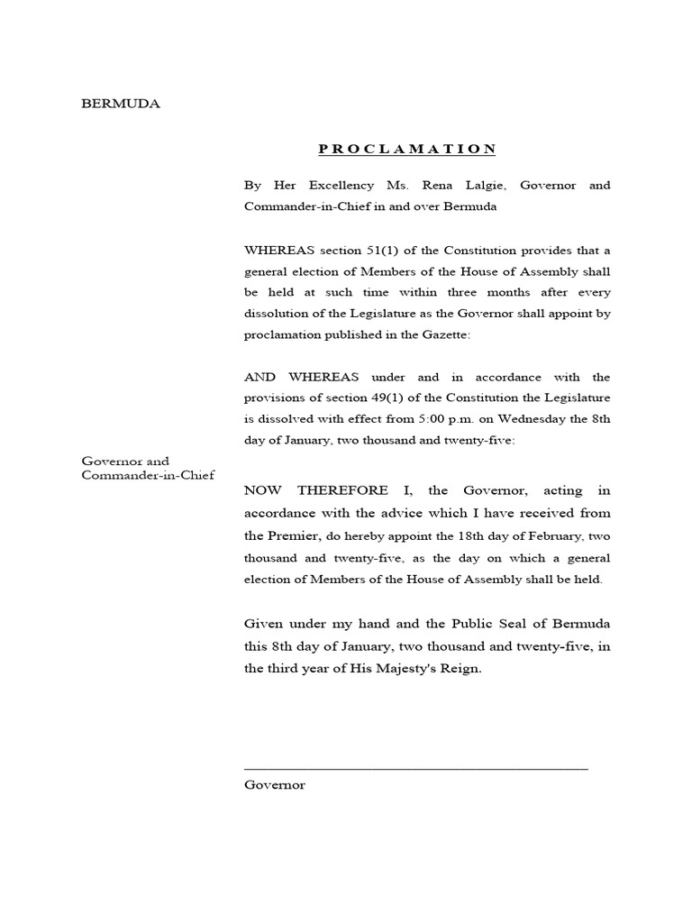 Bermuda Election Announcement | PDF
