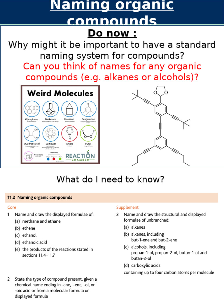 IGCSE Chemistry Lesson 2 Naming Organic Compounds | PDF | Alkene ...