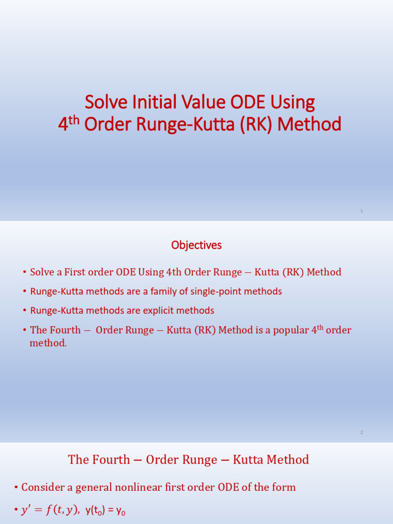 ODE - 4th Order Runge Kutta Method | PDF | Mathematics | Differential Calculus
