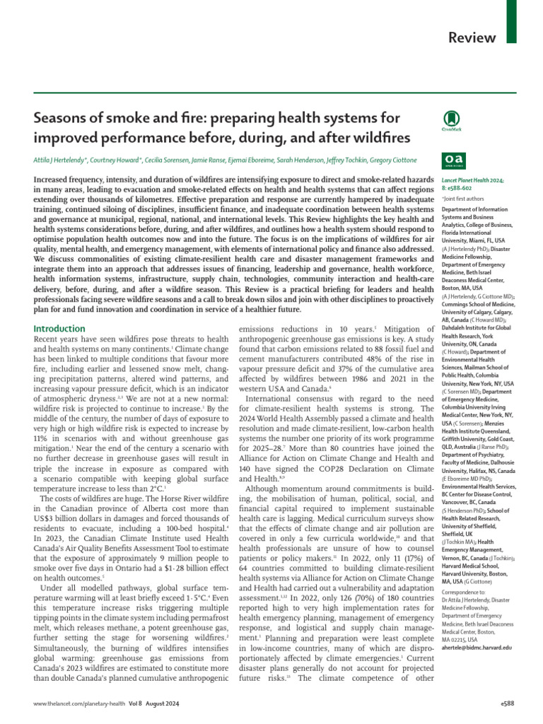 Seasons of Smoke and Fire - Preparing Health Systems For Improved ...
