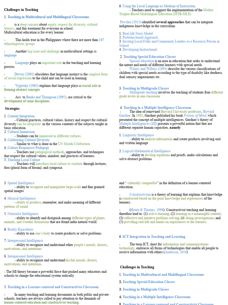 Challenges in Teaching | PDF | Constructivism (Philosophy Of Education ...