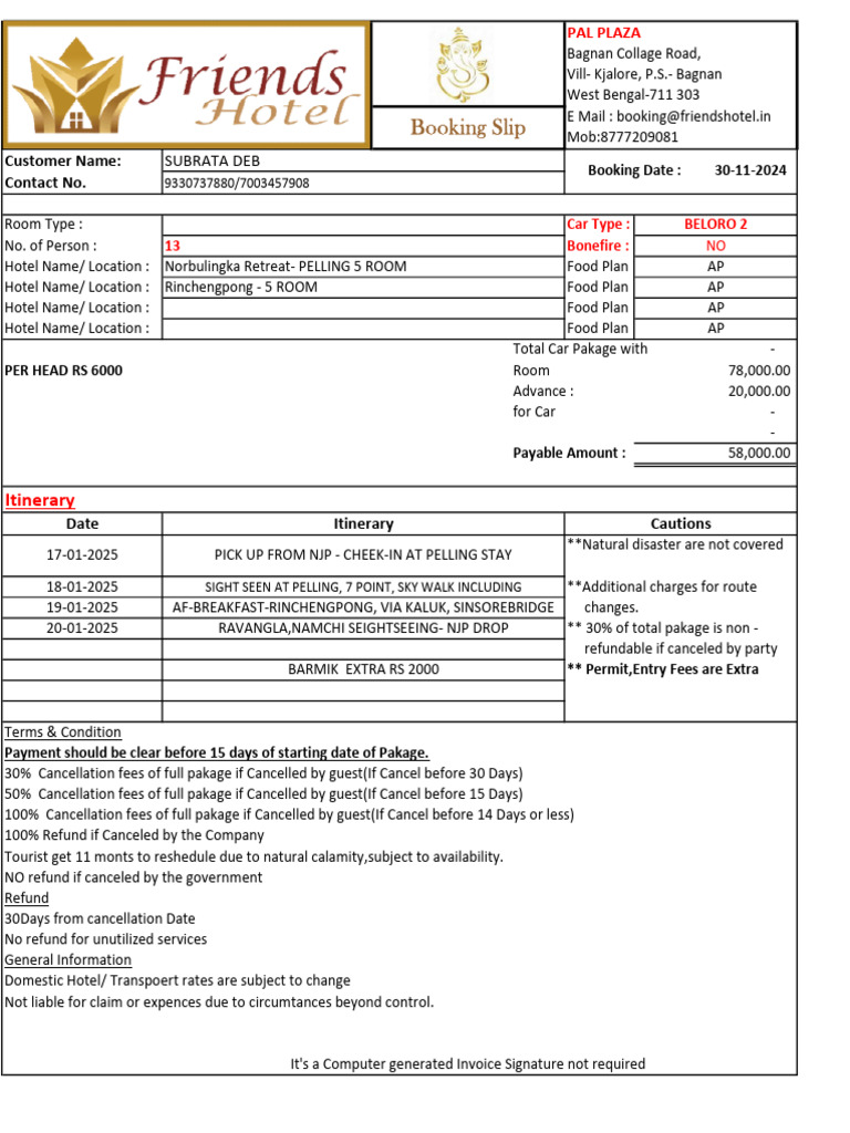 17-01-2025 SUBRATA DEB with car bill | PDF | Payments