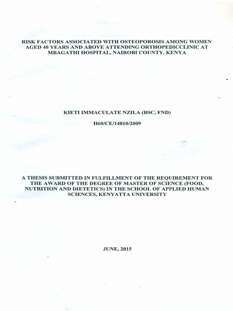 Risk factors associated with osteoporosis among women aged 40 years and above attending ...