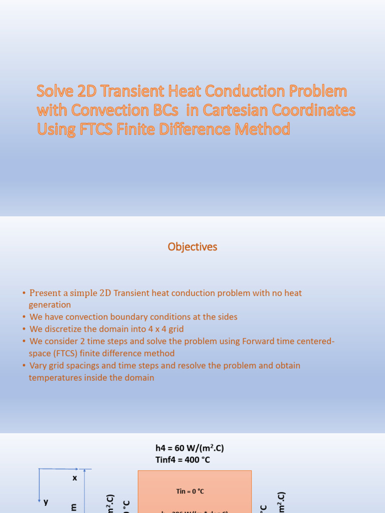 2d Heat Conduction Cart Coordinates Transient Ftcs Convection Bcs Pdf Thermal Conduction