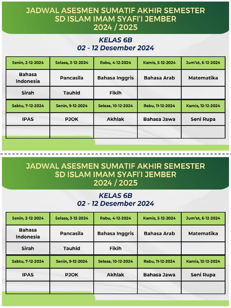 Jadwal Sumatif | PDF