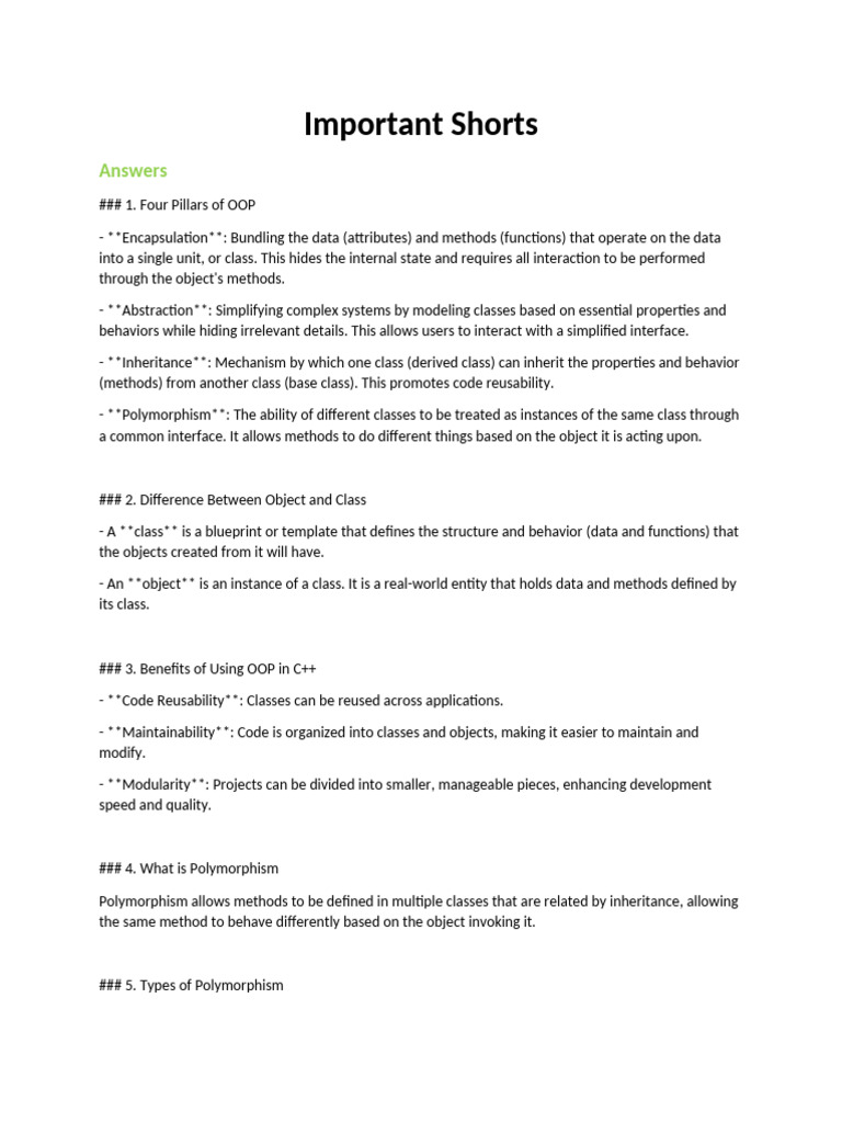 Oop Answers Pdf Method Computer Programming Class Computer 1452