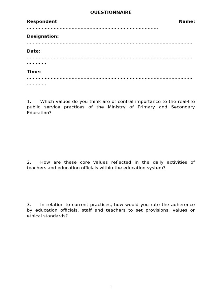 QUESTIONNAIRE - Open | PDF