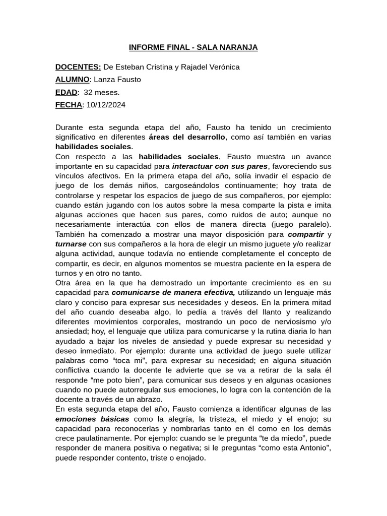 INFORME FINAL Fausto | PDF | Las emociones | Sicología