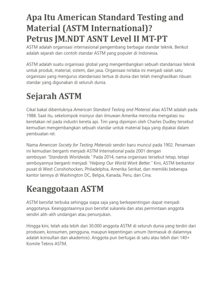 Apa Itu ASMT-American Standard Testing and Material-PIPE & PLATE | PDF