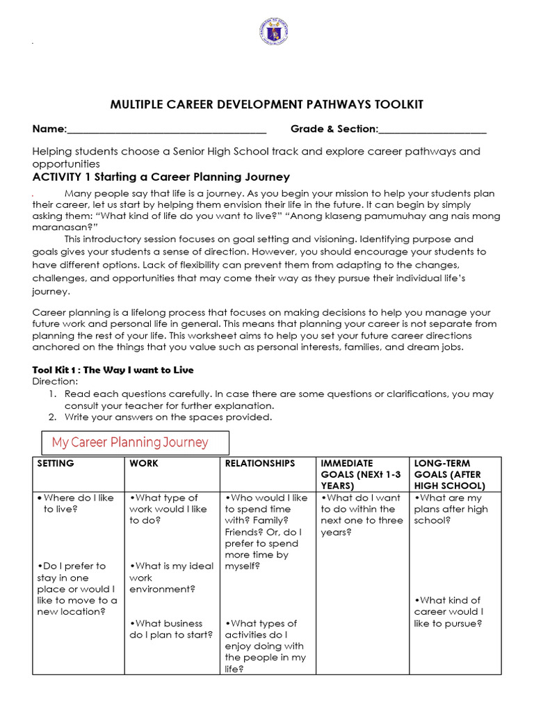editable-CAREER-GUIDANCE-GRADE-10-MULTIPLE-CAREER-DEVELOPMENT-PATHWAYS-TOOLKIT-Copy | PDF | Goal ...
