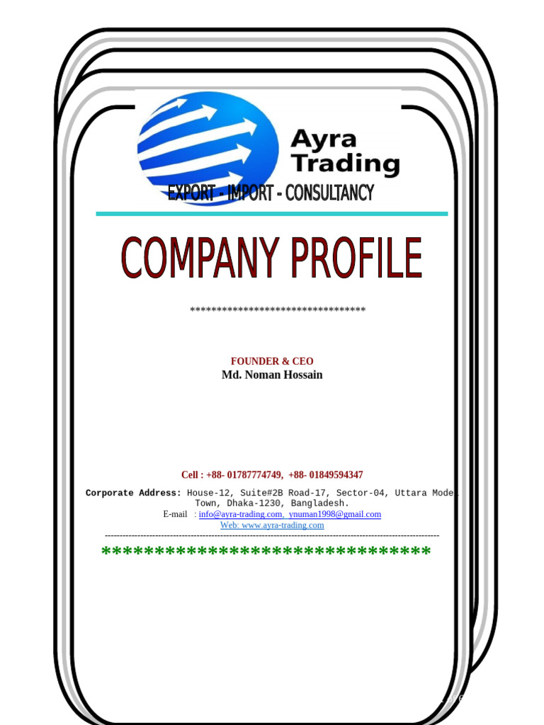 Mirab impex company Profile. | PDF | Clothing | Agriculture