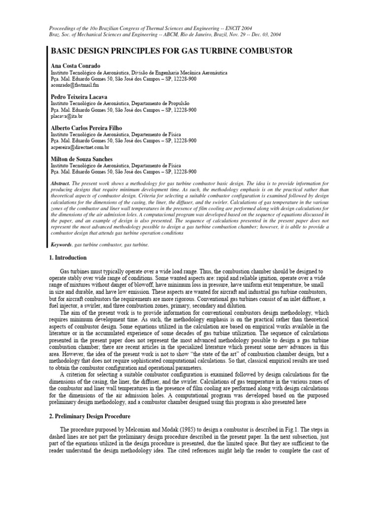 Basic Design Principles For Gas Turbine Combustor - Compress | PDF ...