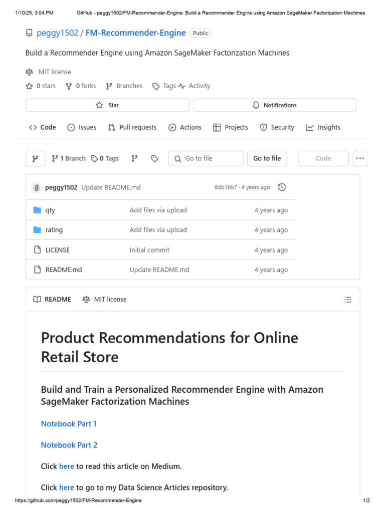 GitHub - peggy1502_FM-Recommender-Engine_ Build a Recommender Engine using Amazon SageMaker ...