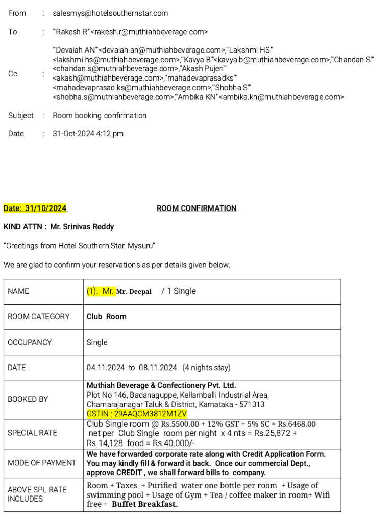 Muthiah Beverage Room Booking Confirmation | PDF | Government Finances ...