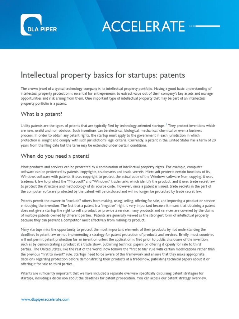 DLA Piper Accelerate - Intellectual Property Basics For Startups ...
