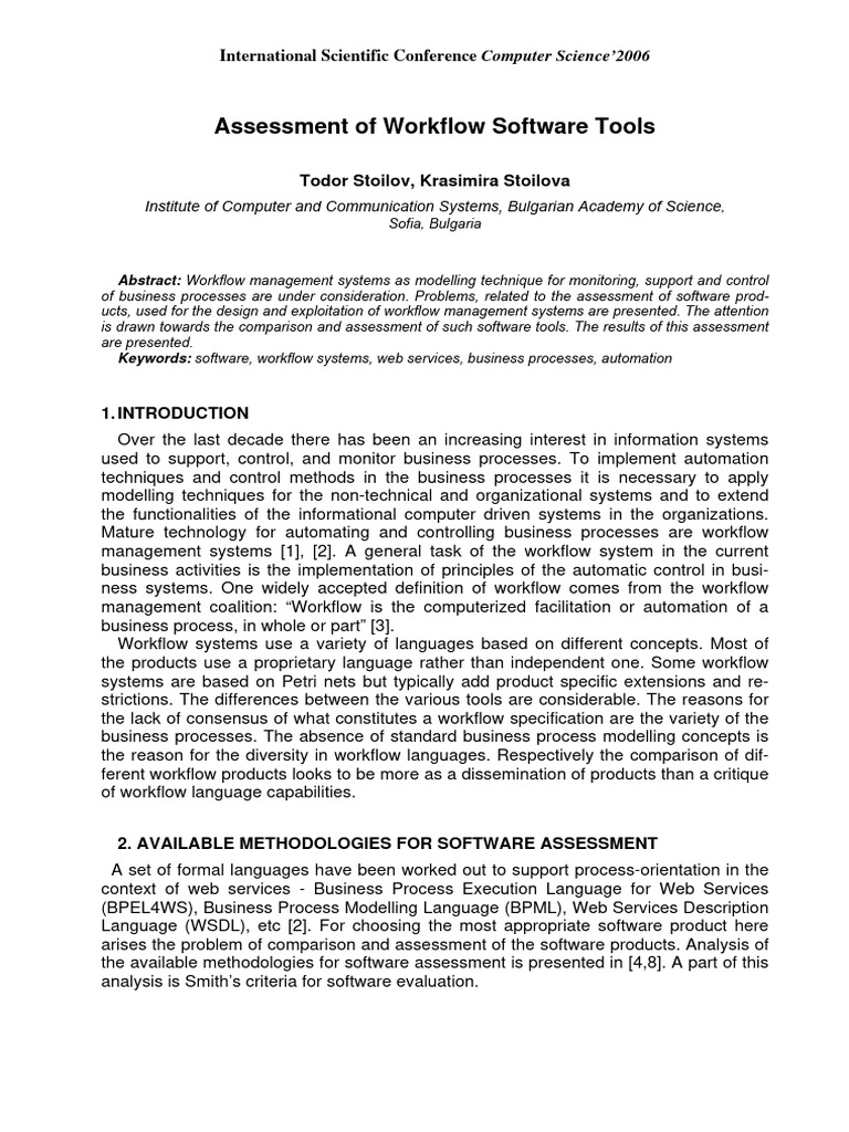 Assessment of Workflow Software Tools | PDF | Business Process | Software Quality