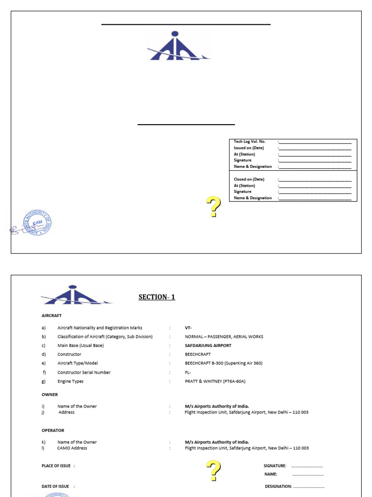 Aircraft Technical Log Guide | PDF | Air Traffic Control | Transport