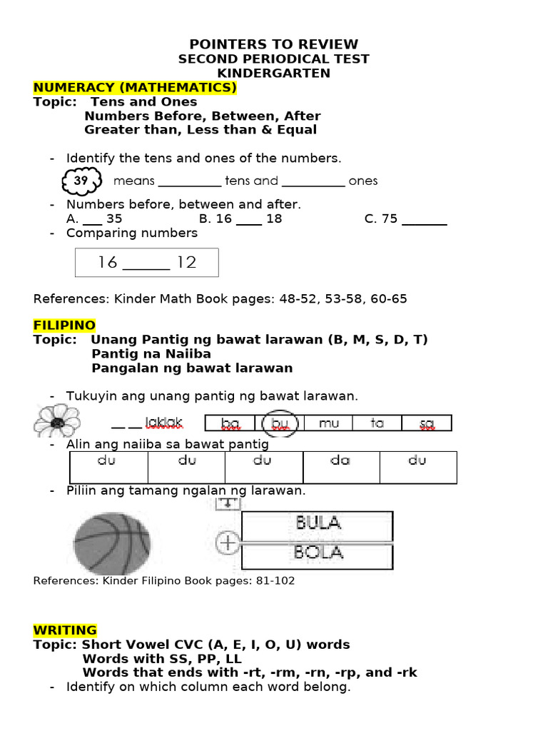 Kindergarten Periodical Test Guide | PDF