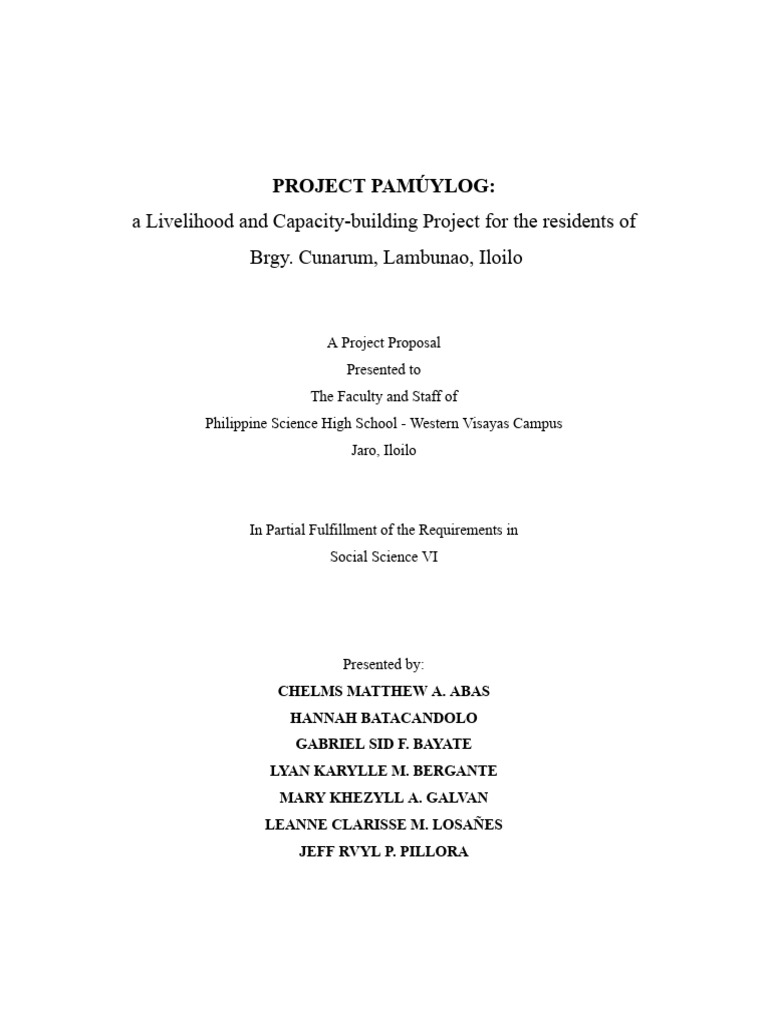 Project Pamuylog_Final Project Proposal (1) | PDF | Agriculture | Agribusiness