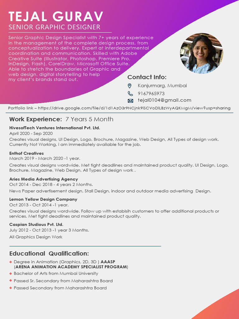 Tejal Gurav - Graphic Designer | PDF