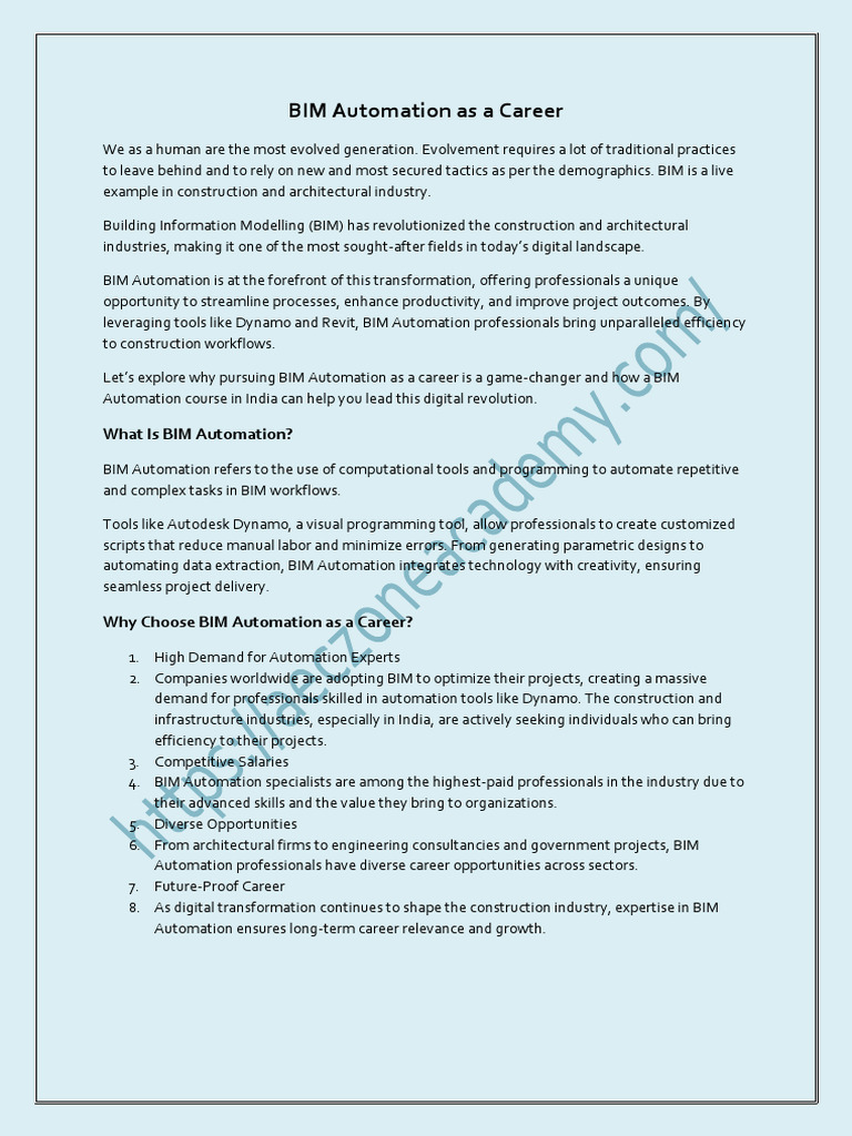 BIM Automation As A Career | PDF | Building Information Modeling ...
