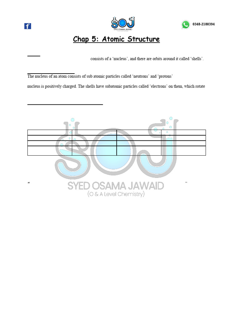 Chapter 5 Atomic Structure | PDF | Atoms | Atomic Nucleus