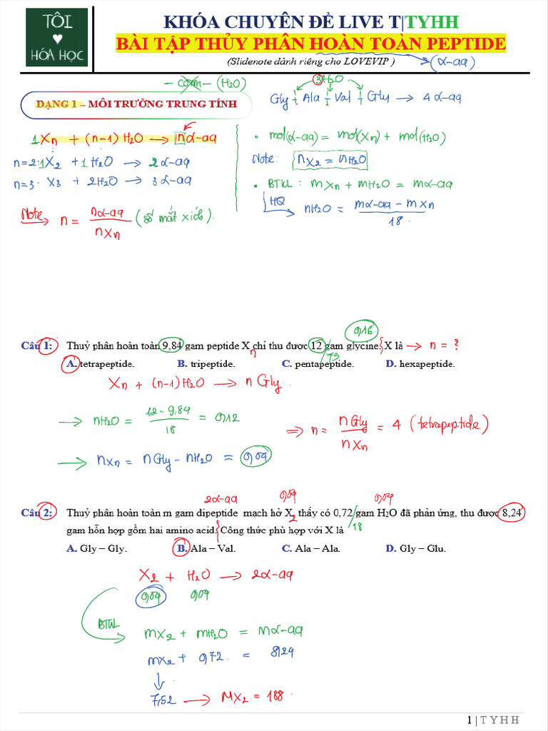 Live 30 Bai Tap Thuy Phan Hoan Toan Peptide | PDF