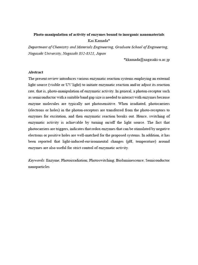 Kamada - 2019 - Photo-Manipulation of Activity of Enzymes Bound To ...