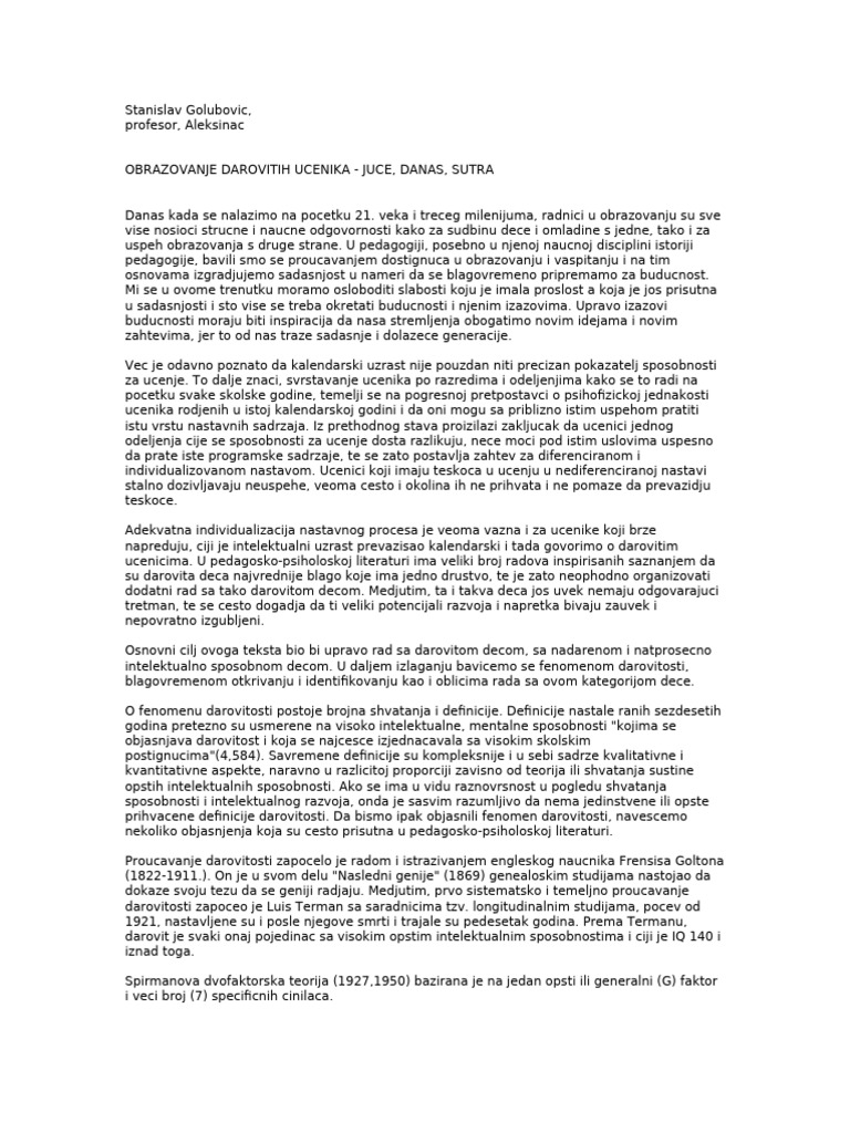 obrazovanje darovitih ucenika | PDF