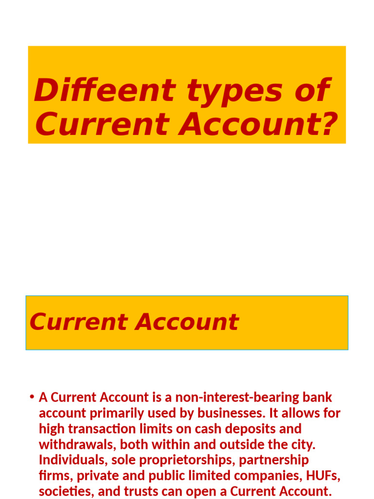 Types of Current Accounts Explained | PDF