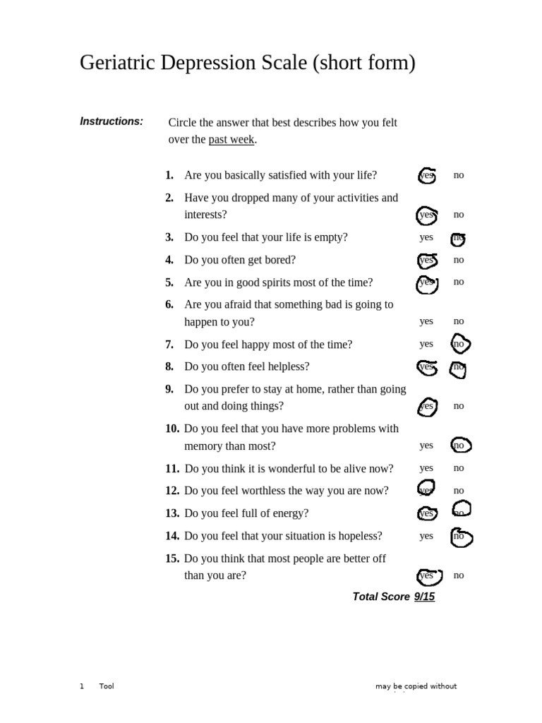 GDS Short Form | PDF | Psychological Concepts | Behavioural Sciences