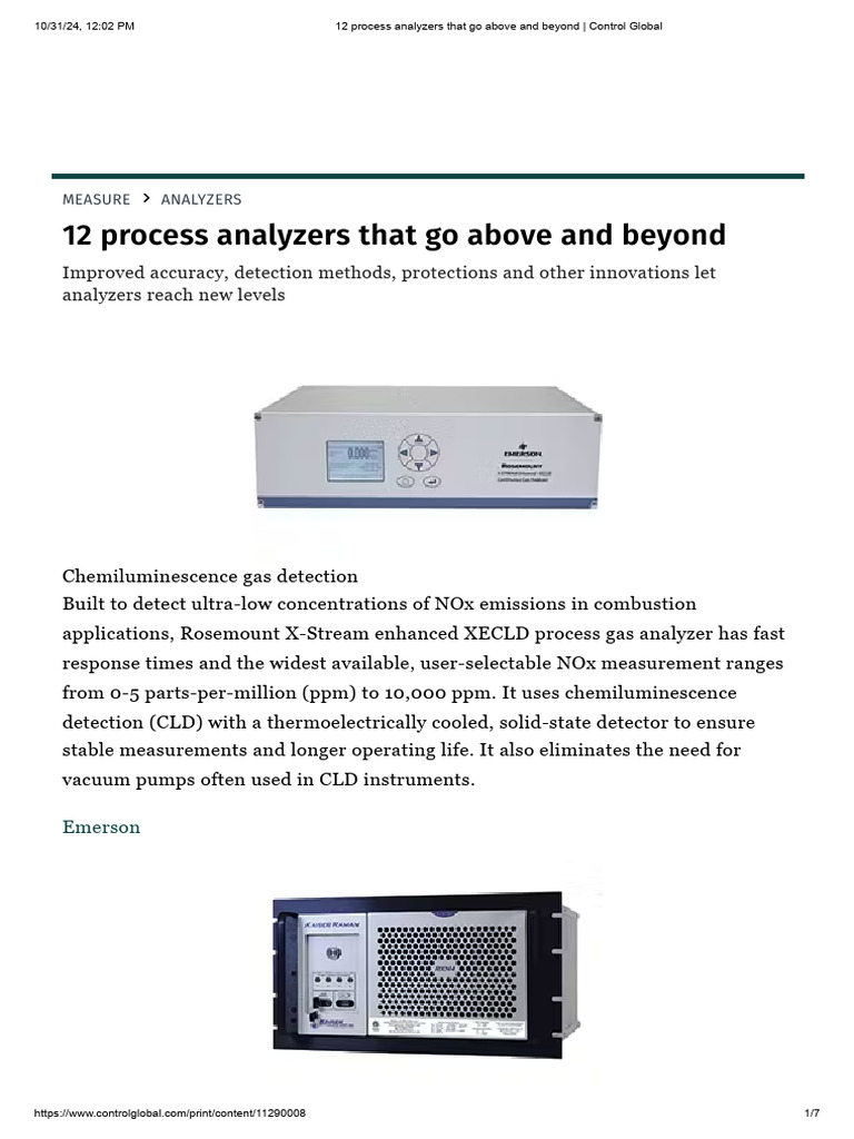 12 Process Analyzers That Go Above and Beyond - Control Global | PDF ...