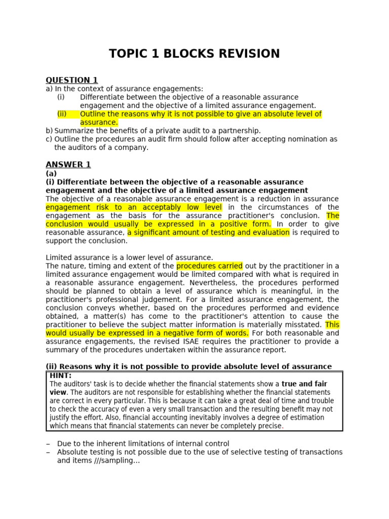 Blocks Super Revision 1 | PDF | Audit | Internal Control