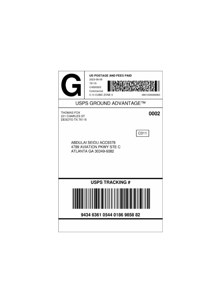 Editable Shipping Label | PDF