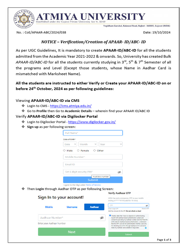 Notice- APAAR-ID ABC-ID | PDF | Access Control | Computing