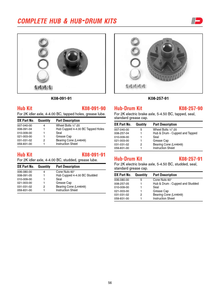 Complete Hub & Hub-Drum Kits | PDF | Axle | Automotive Technologies
