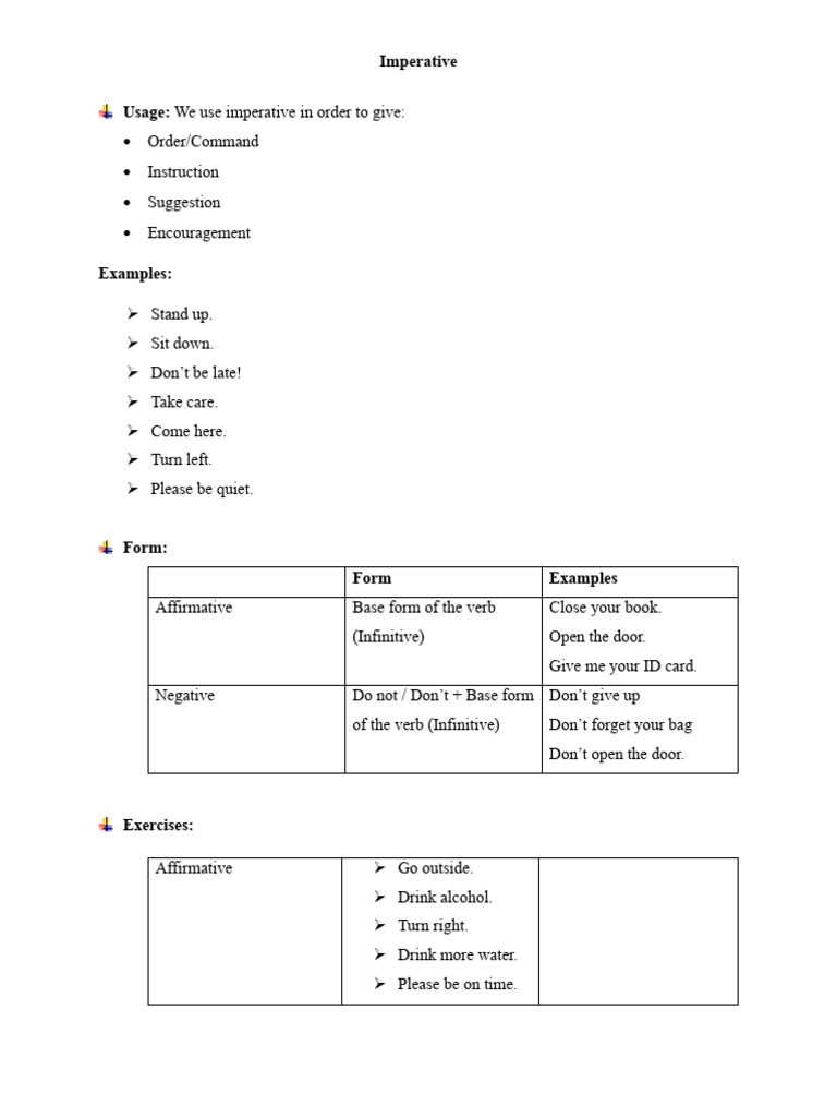 Imperative - Lesson & Board Game | PDF