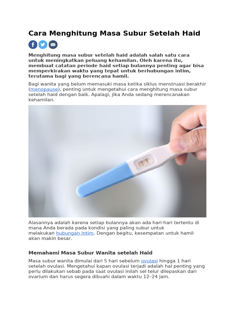 Cara Menghitung Masa Subur Setelah Haid | PDF