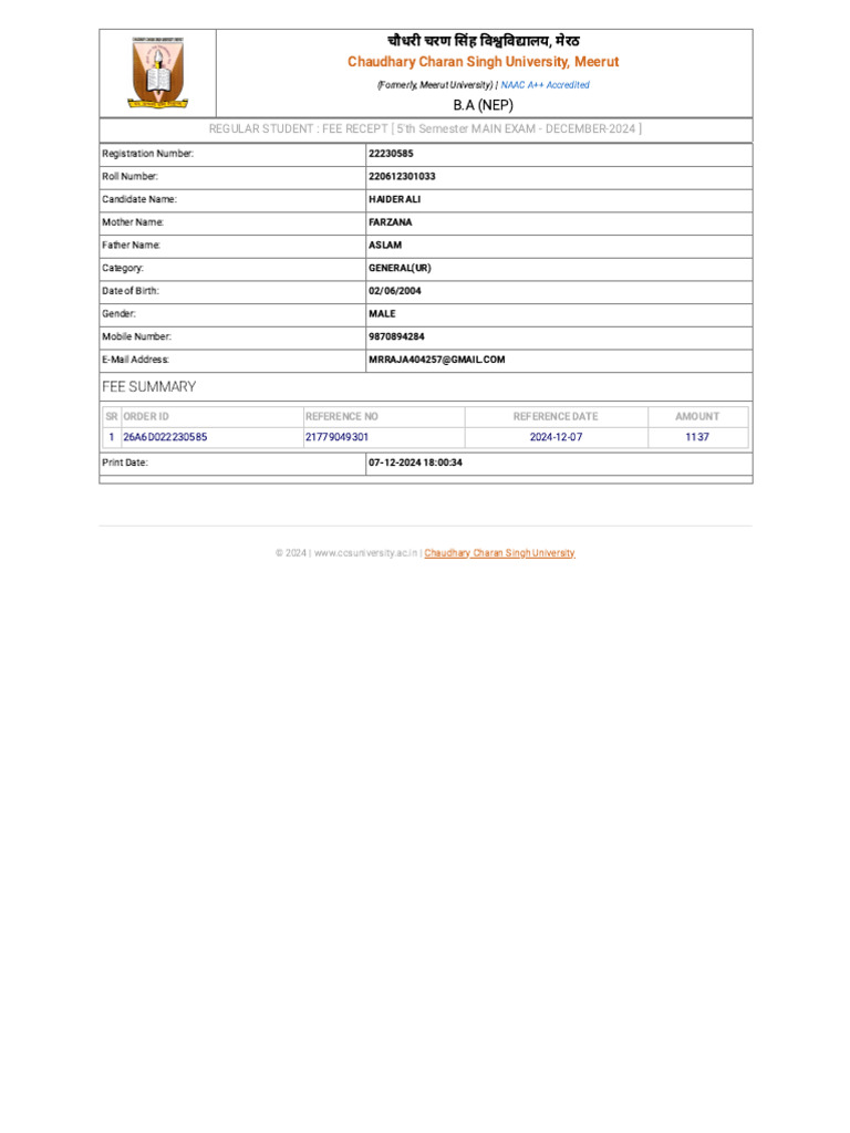 Registration Fee Receipt (1) | PDF